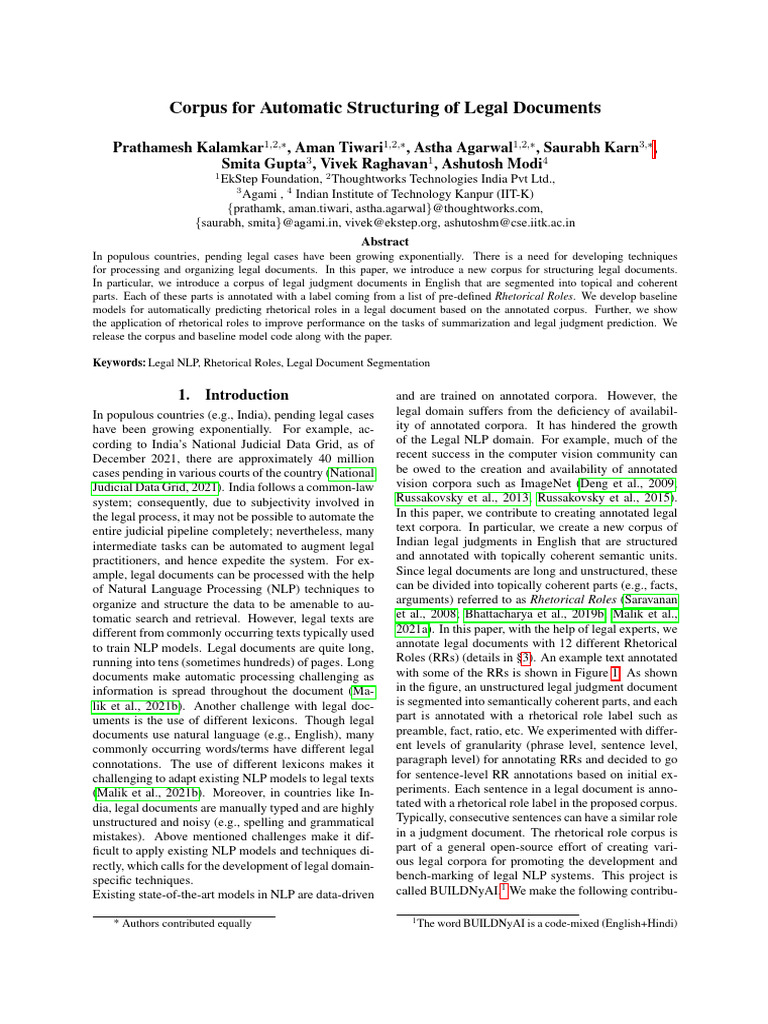 Corpus for Automatic Structuring | PDF