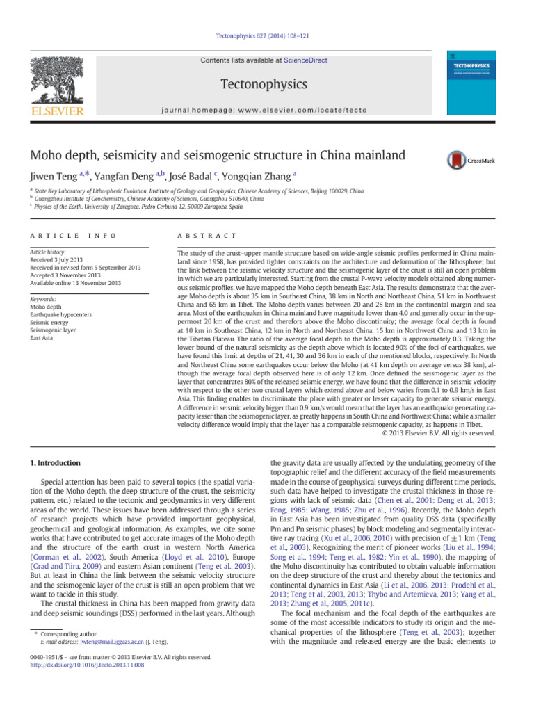 Moho-depth-seismicity-and-seismogenic-structure-in-China-mainland_2014 ...
