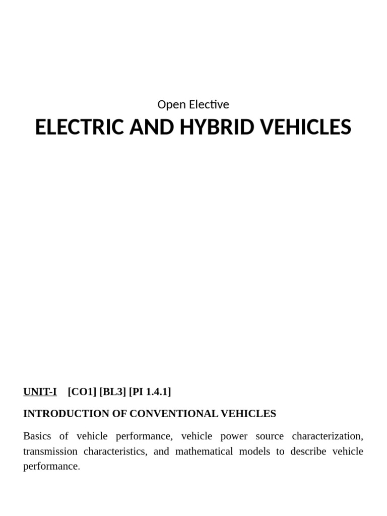 Ehv Unit - I and II-1 | PDF