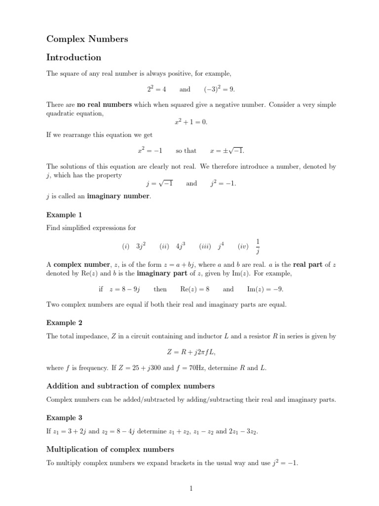 Complex Numbers | PDF