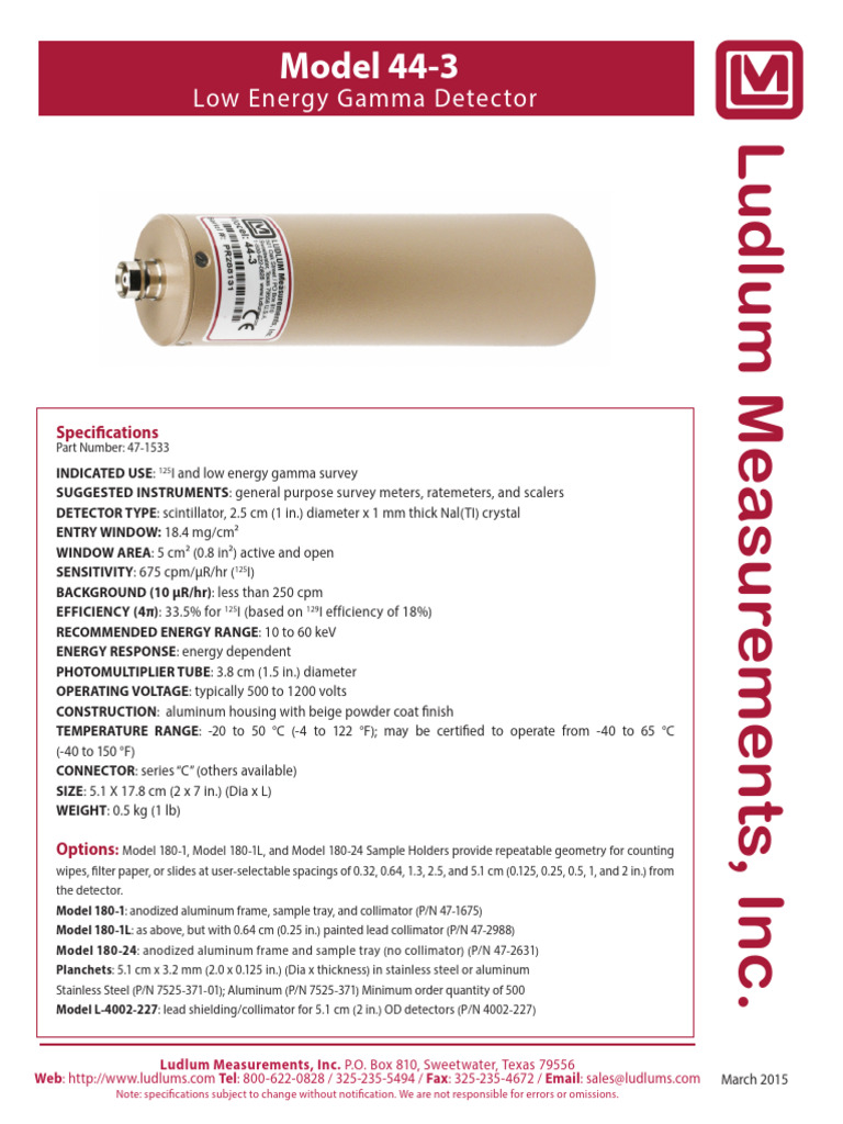 Model 44-3 Low Energy Gamma Detector | PDF