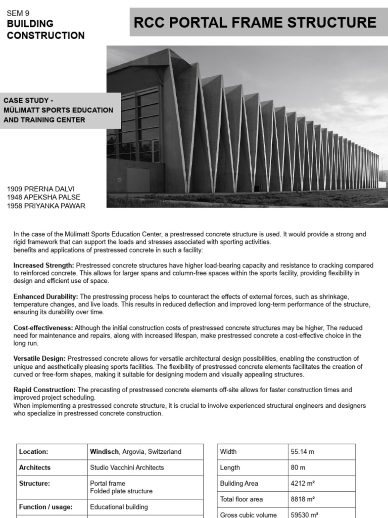 RCC Portal Frame | PDF | Concrete | Technology & Engineering