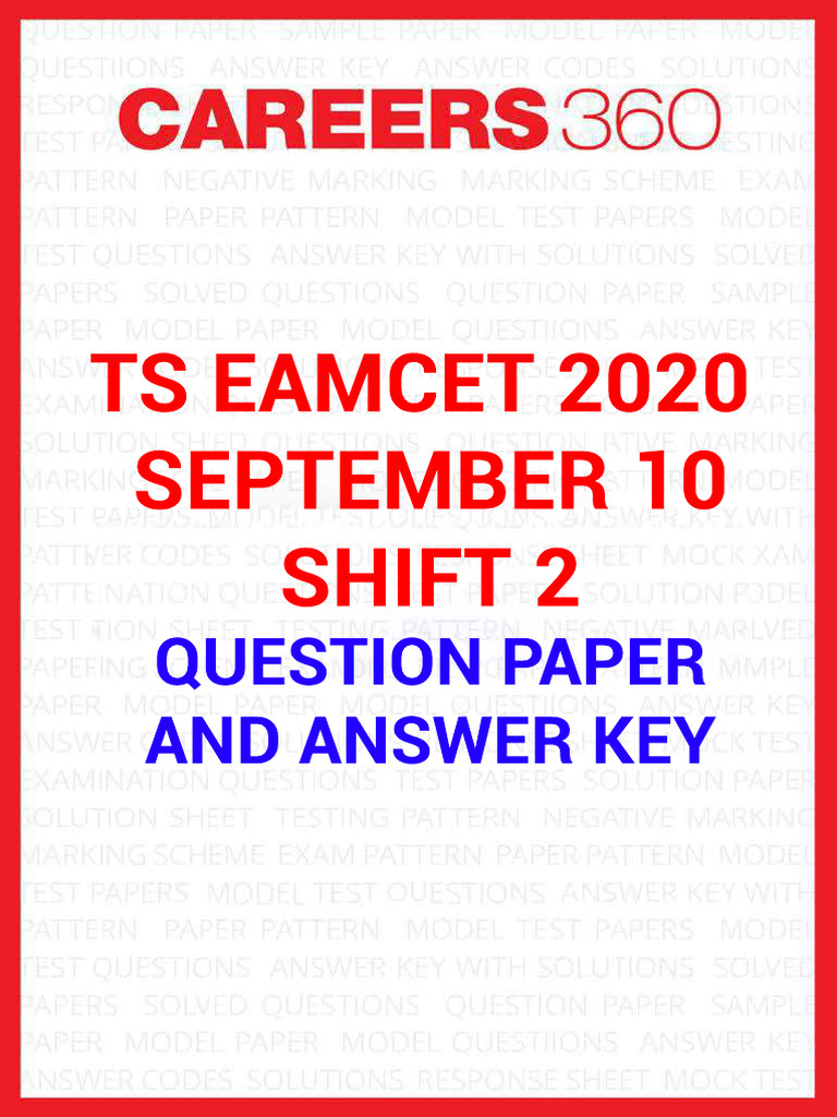 Ts Eamcet Sept 10 Shift 2 Question Paper Answer Key | PDF