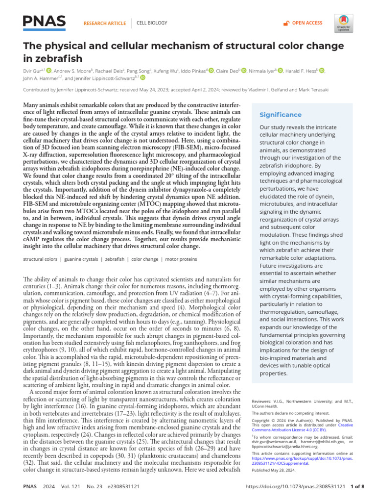 Gur Et Al 2024 The Physical and Cellular Mechanism of Structural Color ...