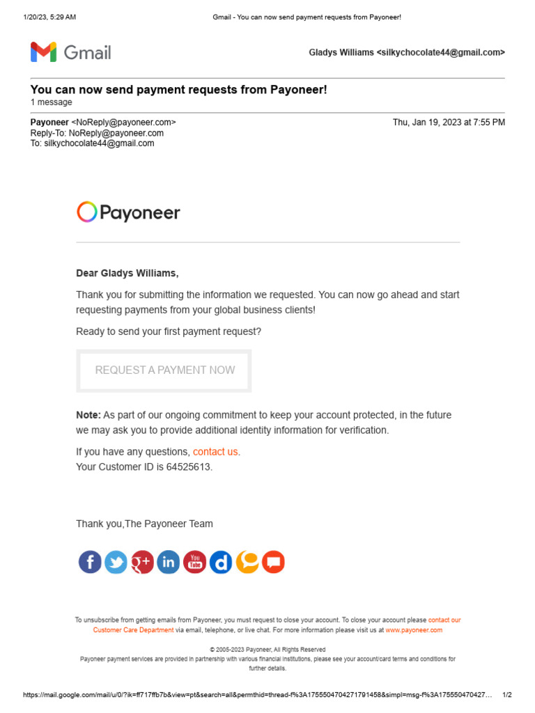 payoneer confirmation | PDF