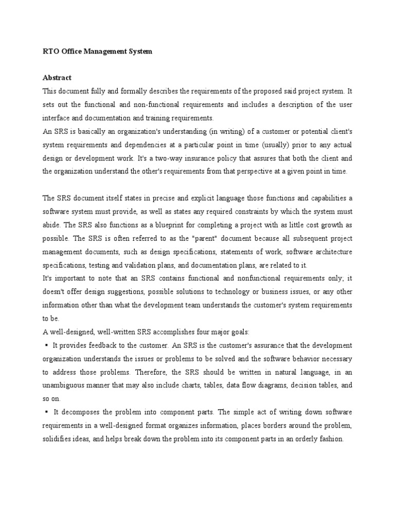 Rto Office Administration | PDF | Specification (Technical Standard ...