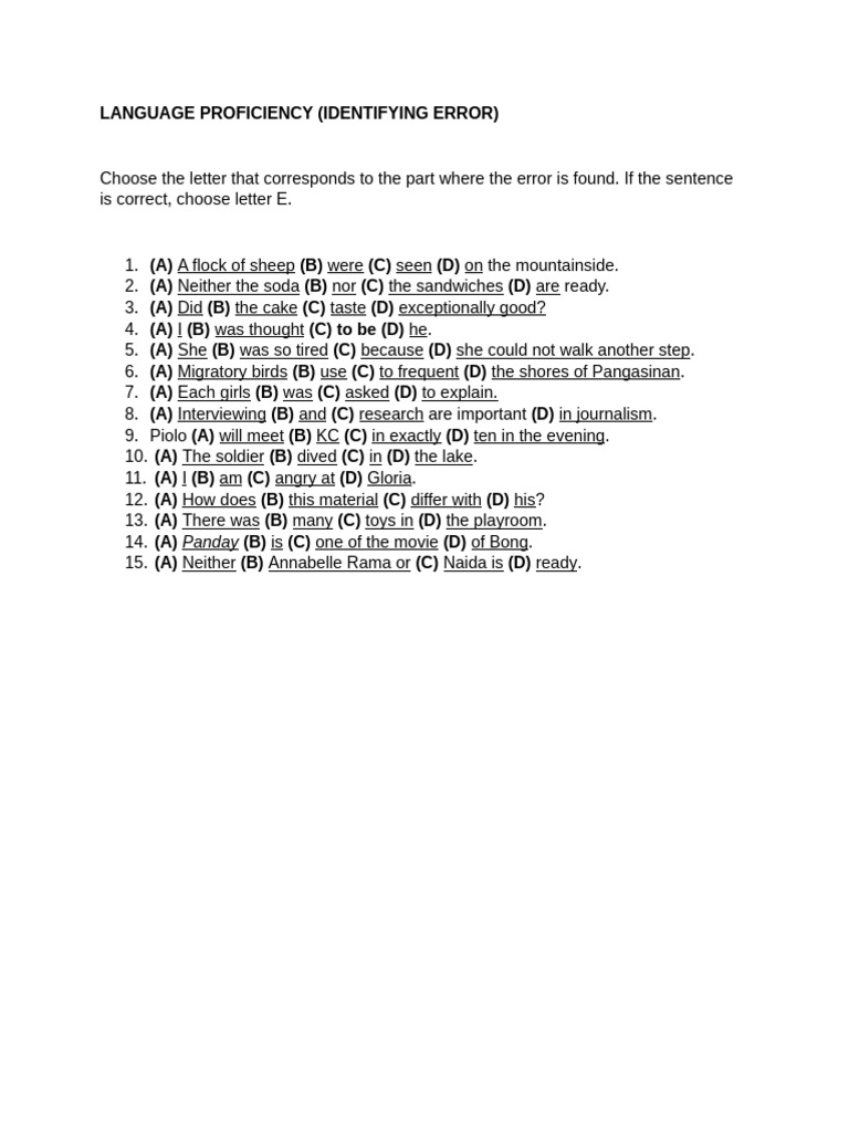 Language Proficiency | PDF