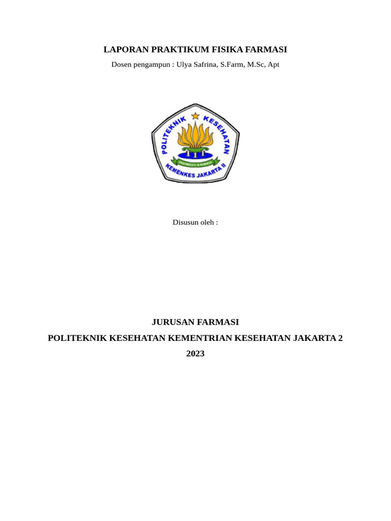 Laporan Praktikum Fisika Farmasi | PDF