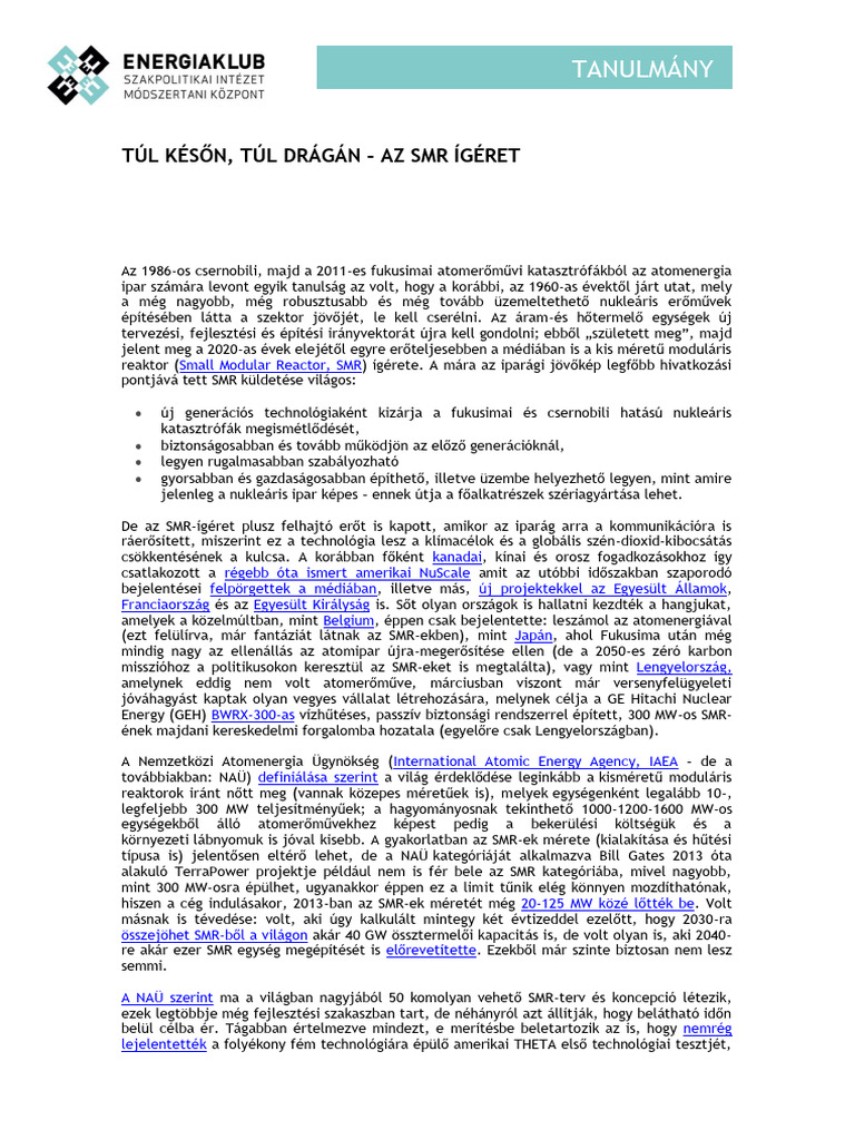 SMR Túl Későn, Túl Drágán | PDF