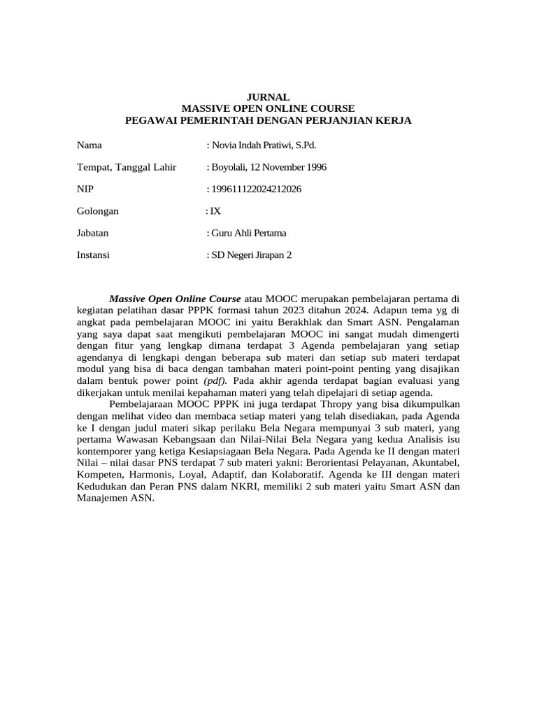 JURNAL MOOC 1-3 (Novia Indah Pratiwi) | PDF | Indonesia