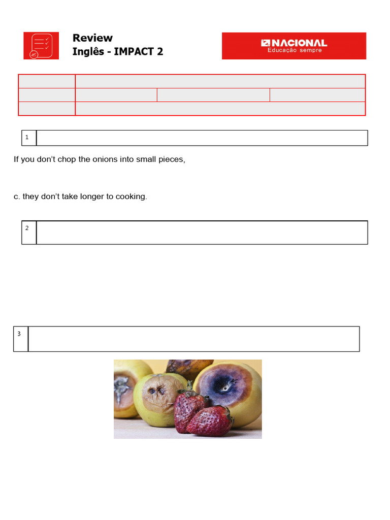 Review AME 2 - INGLÊS - IMPACT 2 | PDF