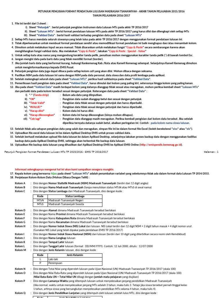 Form MTs TP 2017-2018 (Lulusan) | PDF