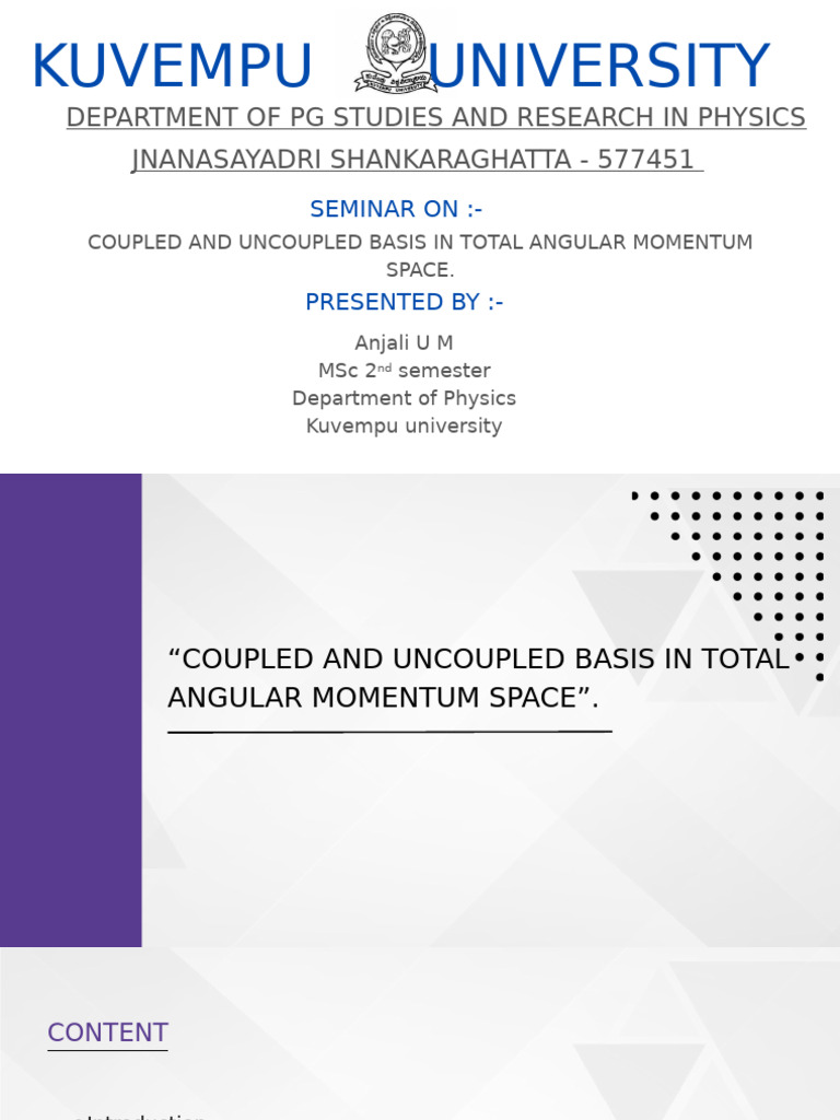 Coupled and Uncoupled Basis 1 | PDF