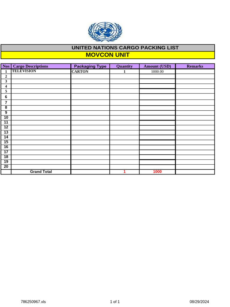 MovCon Packing List (4) | PDF