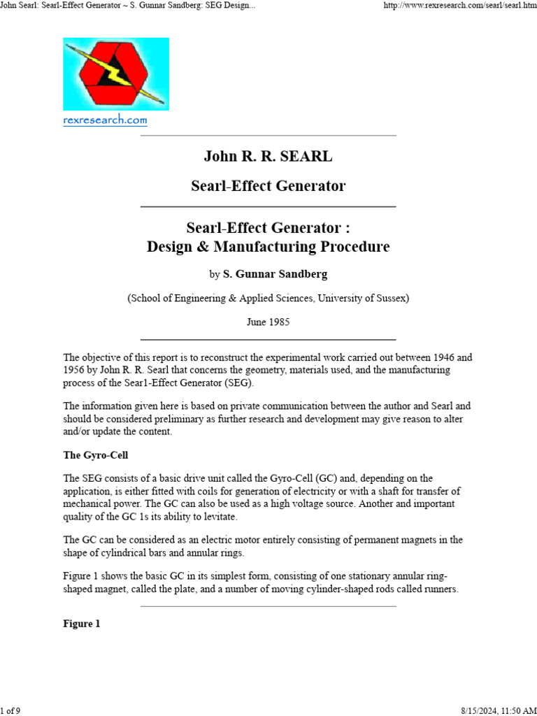 John Searl - Searl-Effect Generator S | PDF