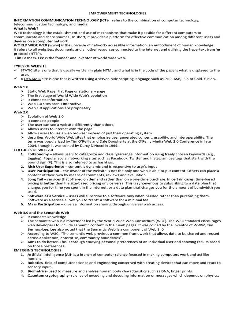 Empowerment Technologies HANDOUT NEW | PDF
