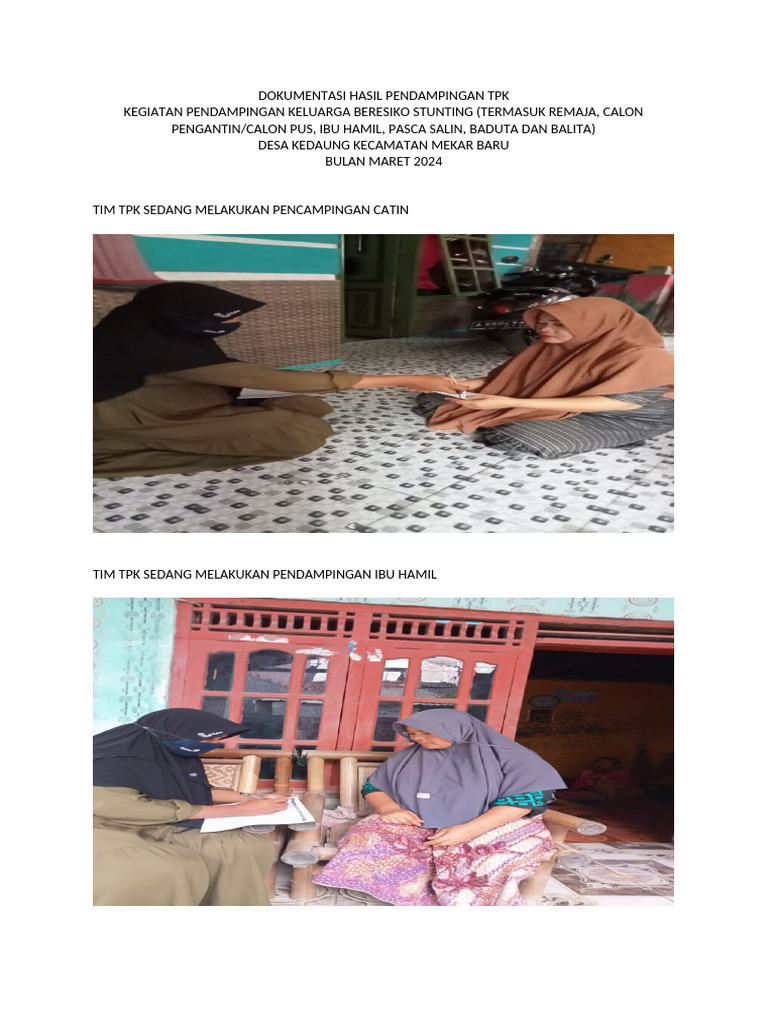 Dokumentasi Pendampingan TPK Ds. Kedaung. Maret | PDF