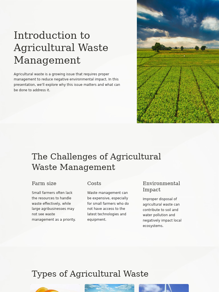 Copy of Introduction to Agricultural Waste Management | PDF