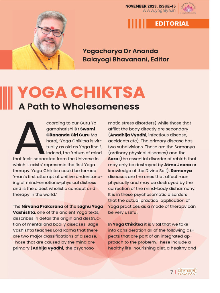 Yoga Chikitsa A Path To Wholesomeness | PDF