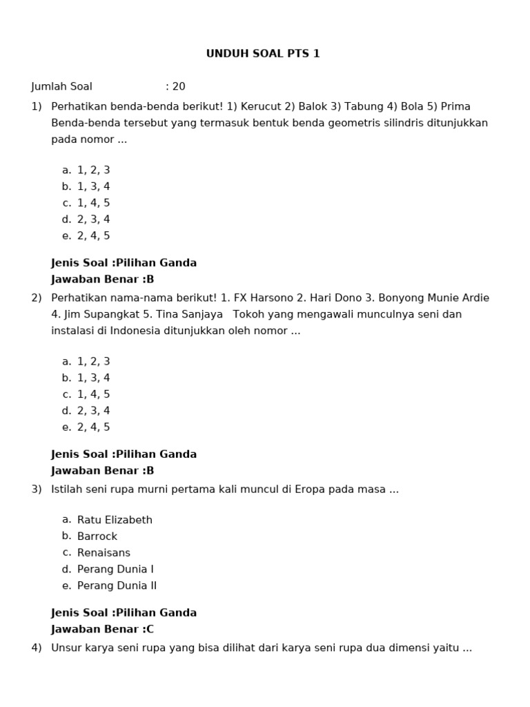 Lembar Soal Pts 1 Pdf