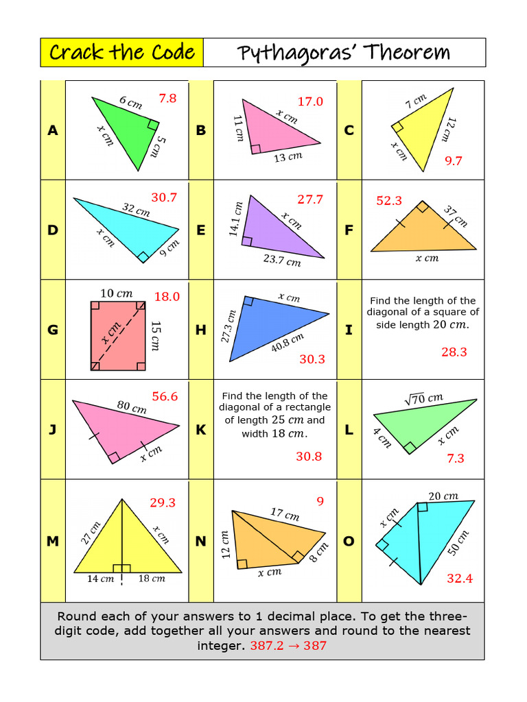 Pythagoras Theorem Crack The Code Answers | PDF
