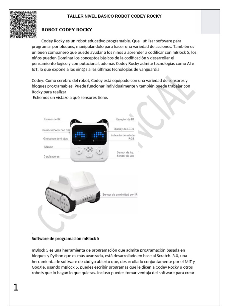 Robot Codey Rocky Guias de Trabajo | PDF | Inteligencia artificial ...