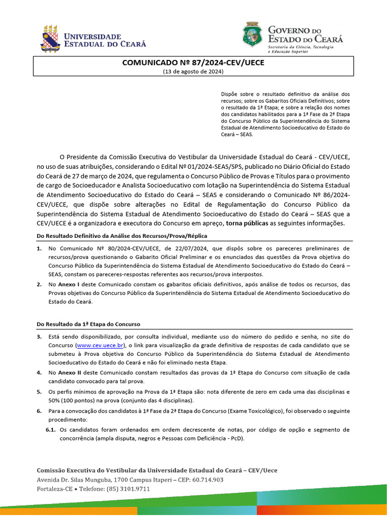Comunicado 872024 Ce Vue Ce | PDF