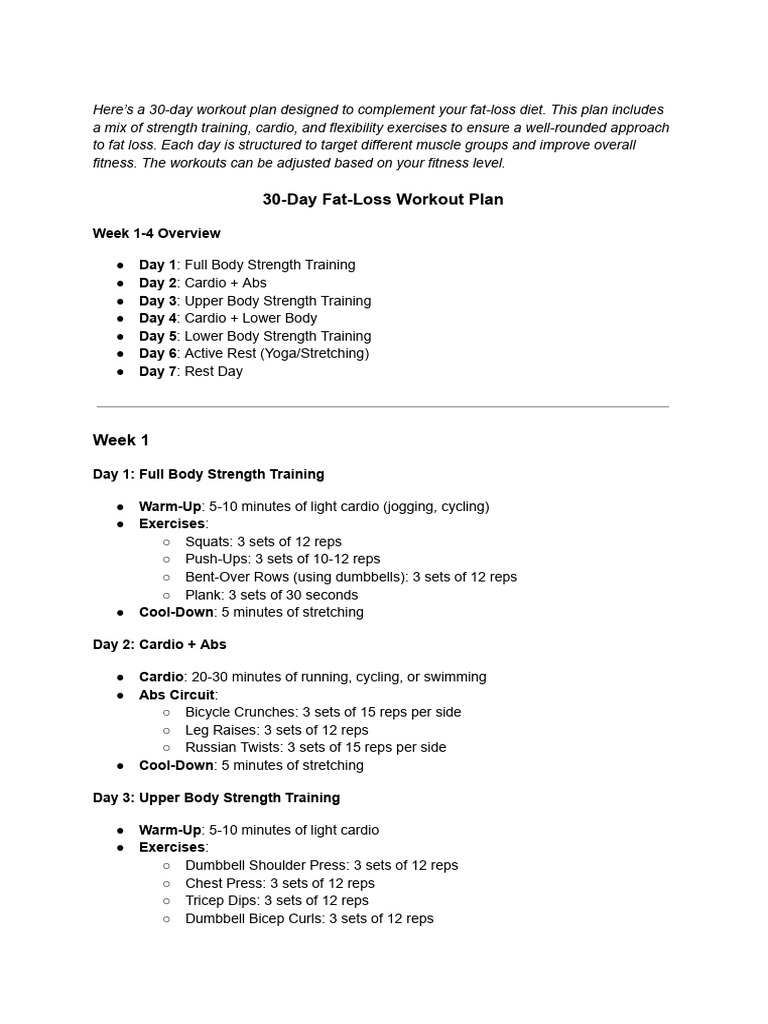 30 Days Workout | PDF