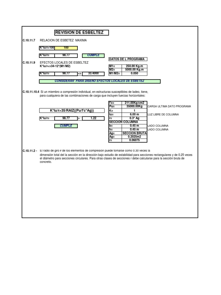 Calculo de Esbeltez y Columna Fuerte