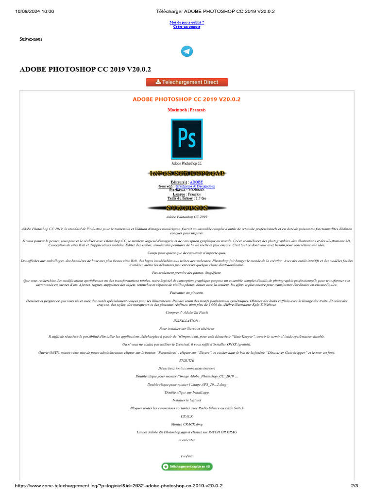 Télécharger ADOBE PHOTOSHOP CC 2019 V20.0.2 | PDF