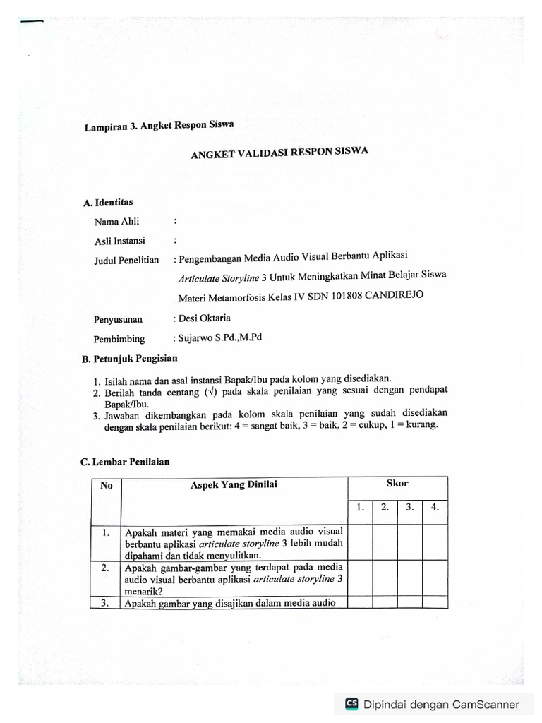 Angket Validasi Respon Siswa | PDF