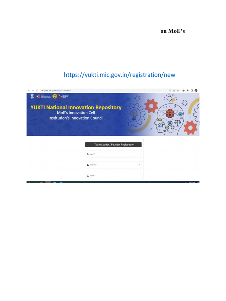 Steps For Innovation-Prototype Submission On MoE YUKTI | PDF | Finance & Money Management