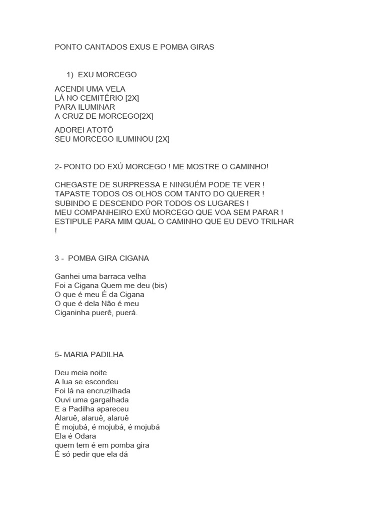 Ponto Cantados Exus e Pomba Giras | PDF