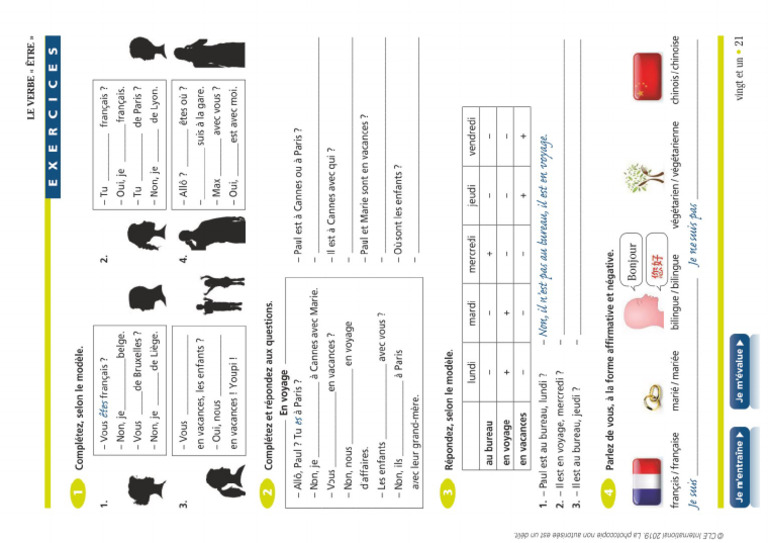 Je Suis - Tu Es - Il Est Exercices p21 | PDF
