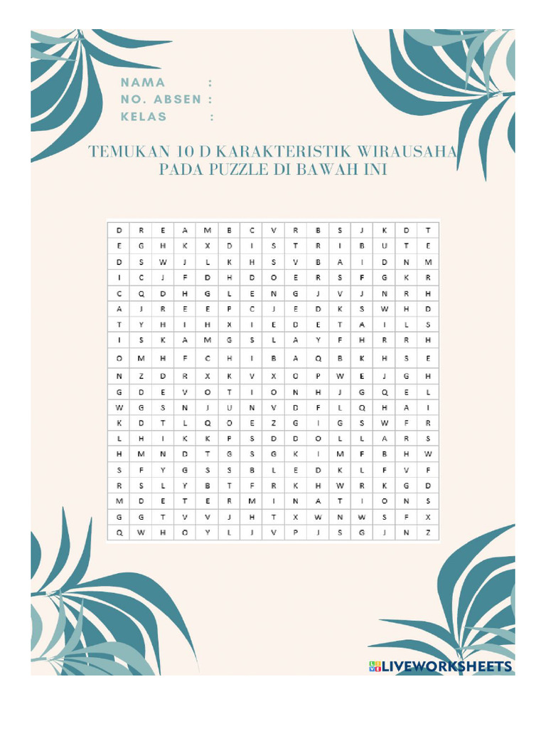 LKPD Puzzle Karakteristik Kewirausahaan | PDF