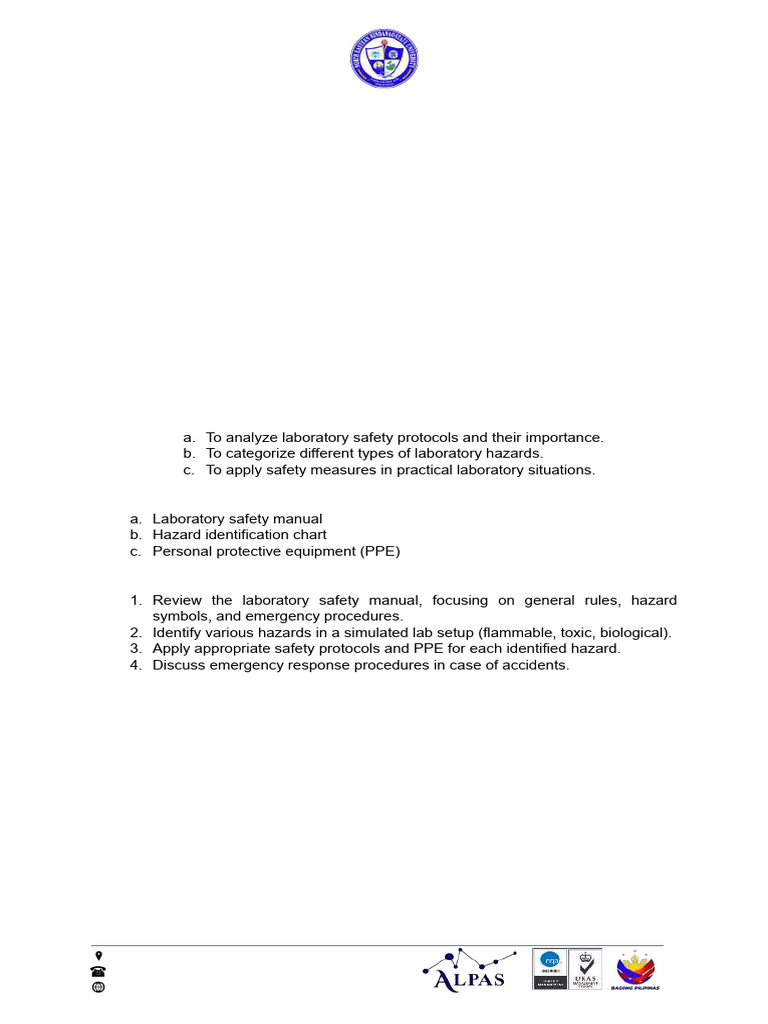 U1LabEx1LA1 - Laboratory Safety Protocols | PDF