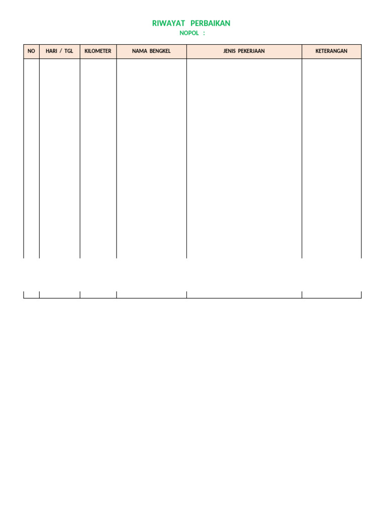 Form Riwayat Perbaikan | PDF