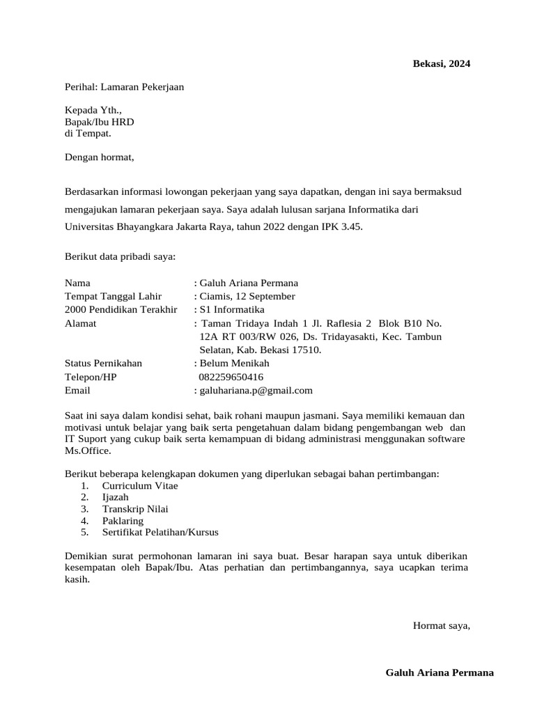 CV Galuh Ariana Permana | PDF