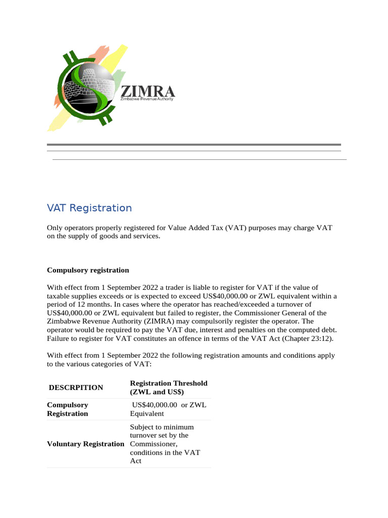 VAT Registration Requirements | PDF
