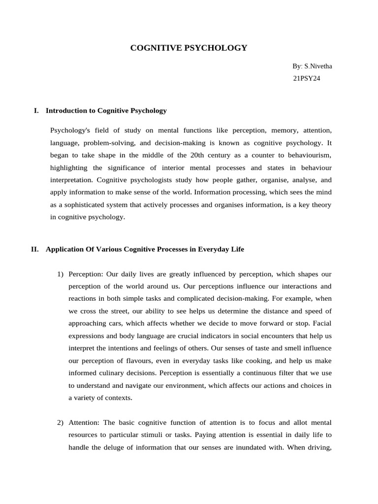 Cognitive Psychology | PDF