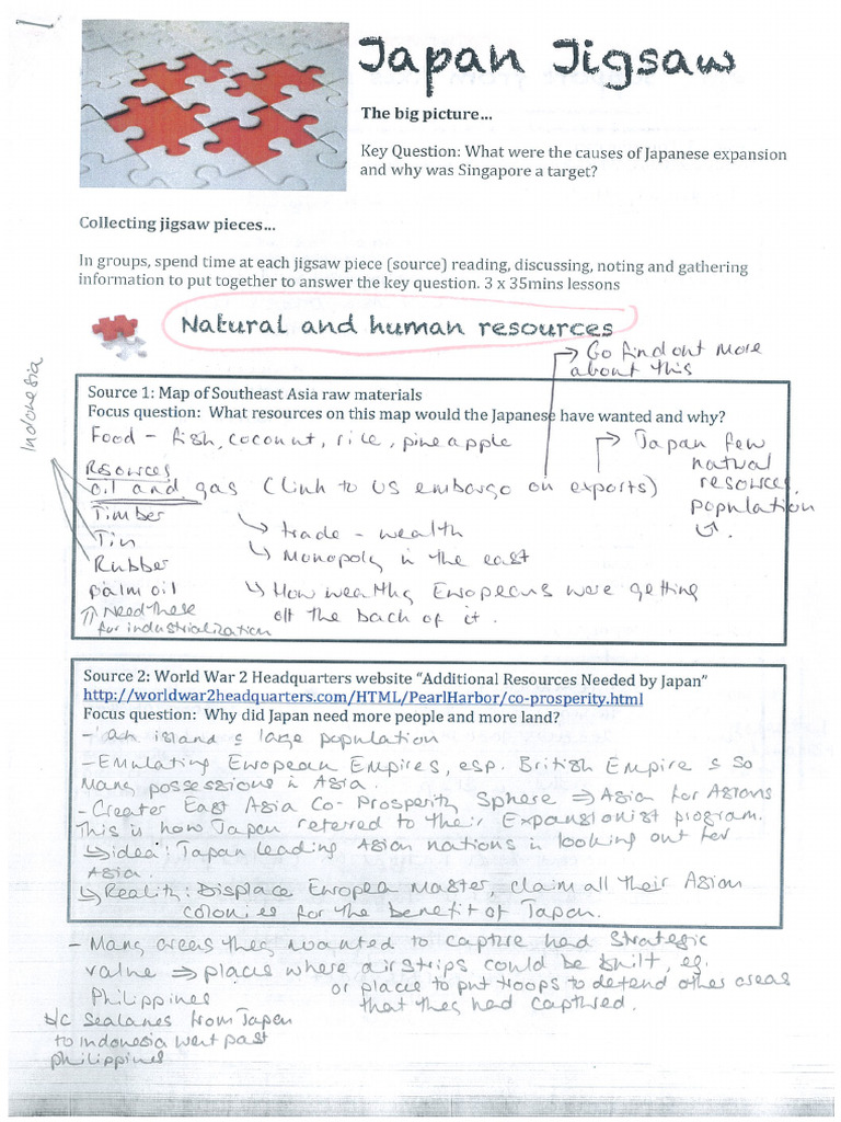 Teacher Notes - Japan Jigsaw Worksheet | PDF