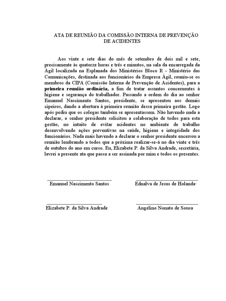 Modelo de Ata Para Reuniao