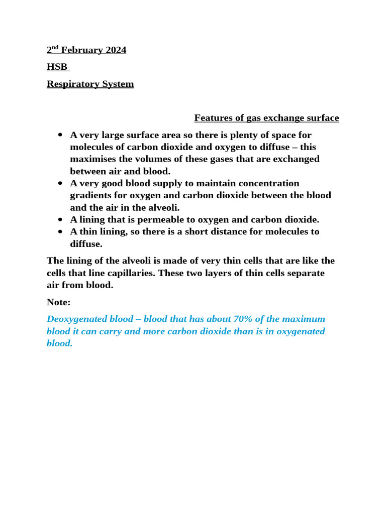 2nd February 2024 HSB Respiration Cont | PDF
