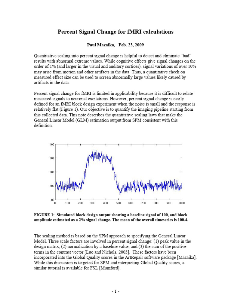 FMRI Percent Signal Change | PDF