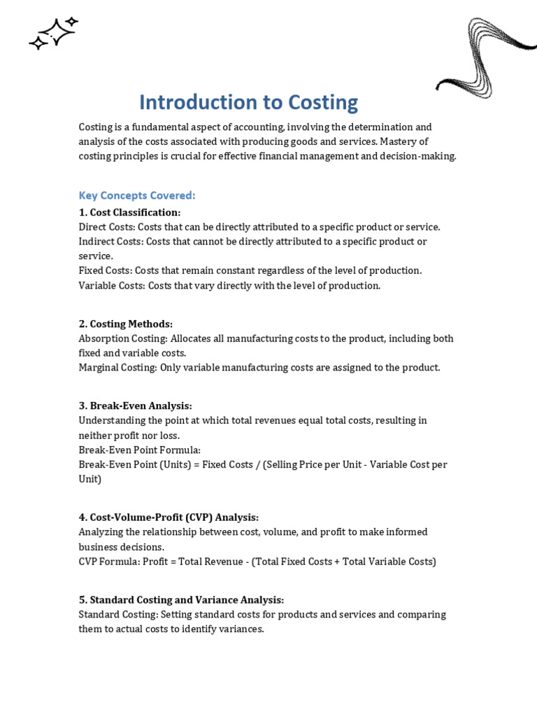 Introduction To Costing | PDF