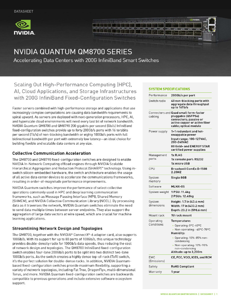 NVIDIA QM8700 Datasheet | PDF