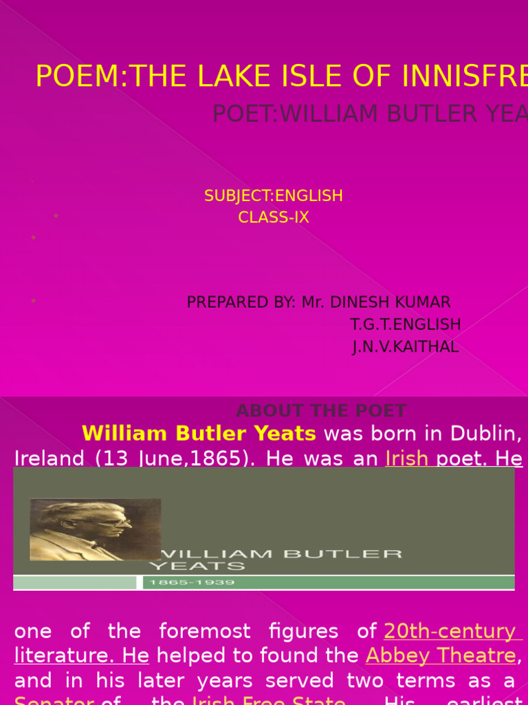 4.2. the Lake of Isle of Innisfree (Poem) 1 | PDF