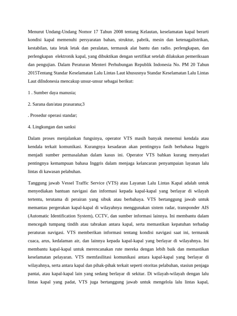 Tanggung Jawab Vts | PDF