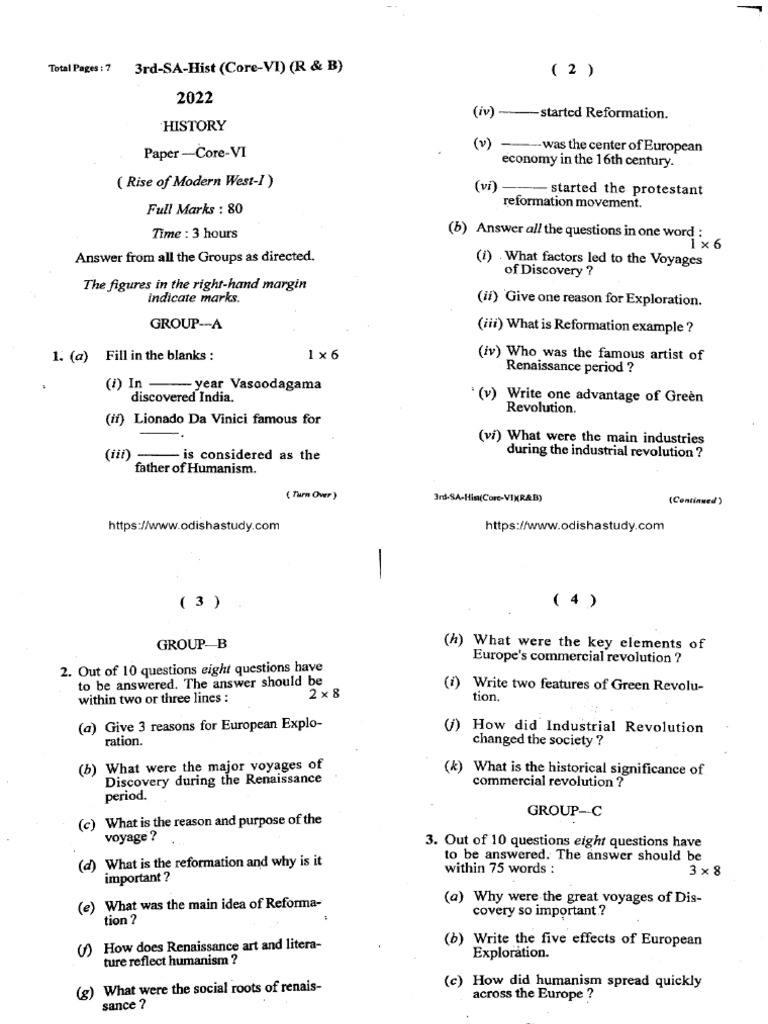 History Rise of Modern West 1 3rd Sa Hist Core 6 R and B 2022 | PDF