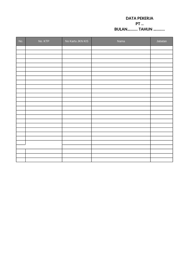 Format Data Gaji Dan Pekerja Pemeriksaan Kepatuhan Badan Usaha OKE | PDF